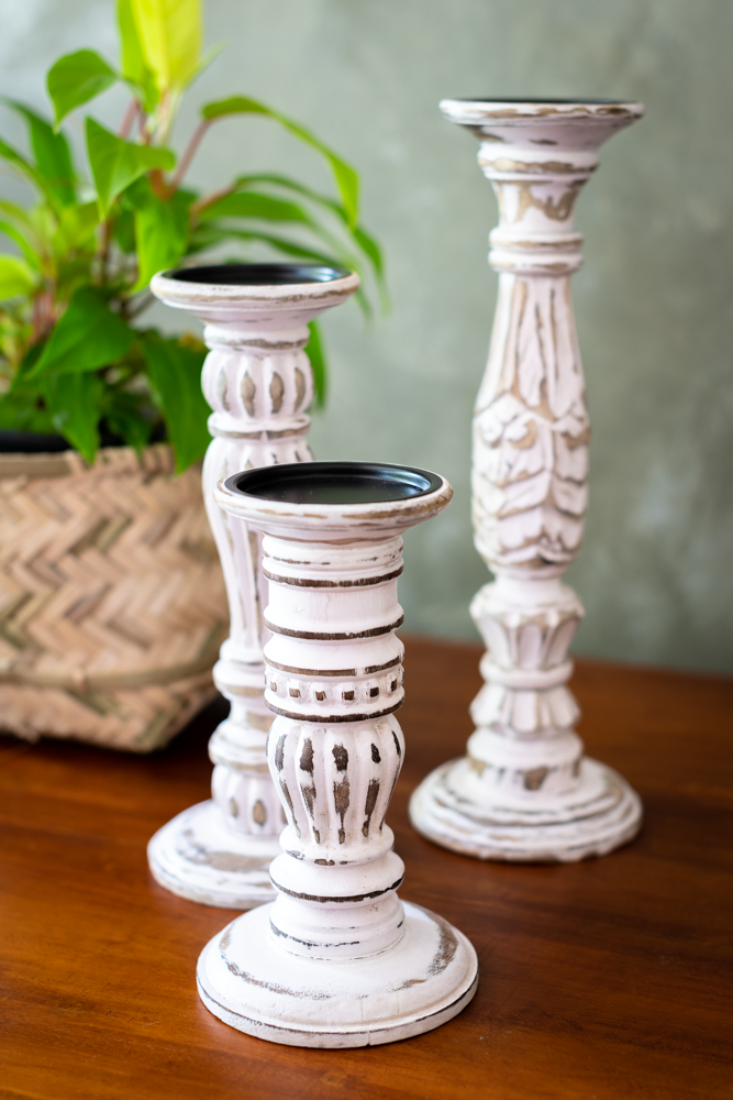 VINTAGE STYLE WOODEN CANDLE HOLDERS – Vrindha Lifestyle